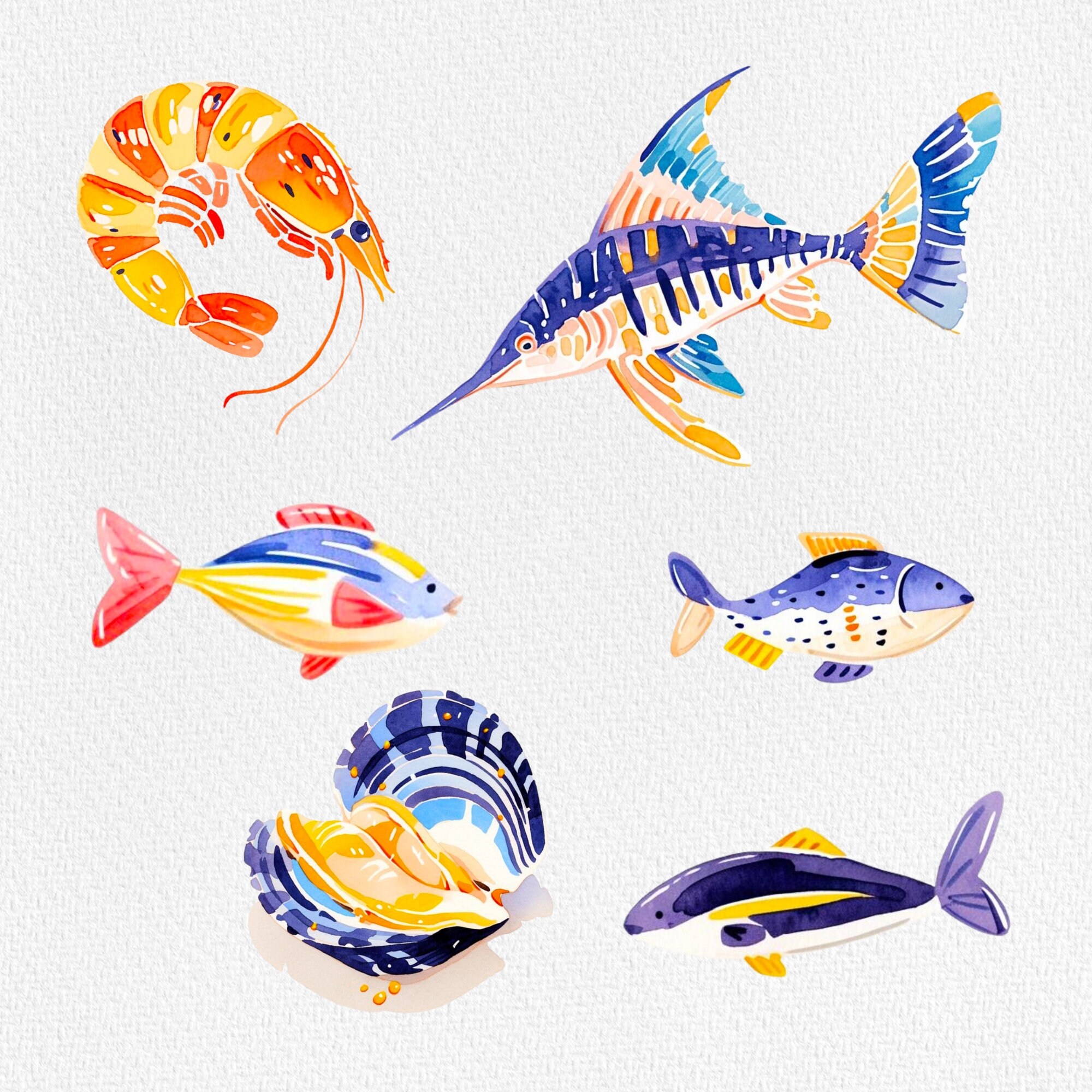 Under the Sea Clipart, Little Sea Animals Clipart, Undersea Watercolor ...