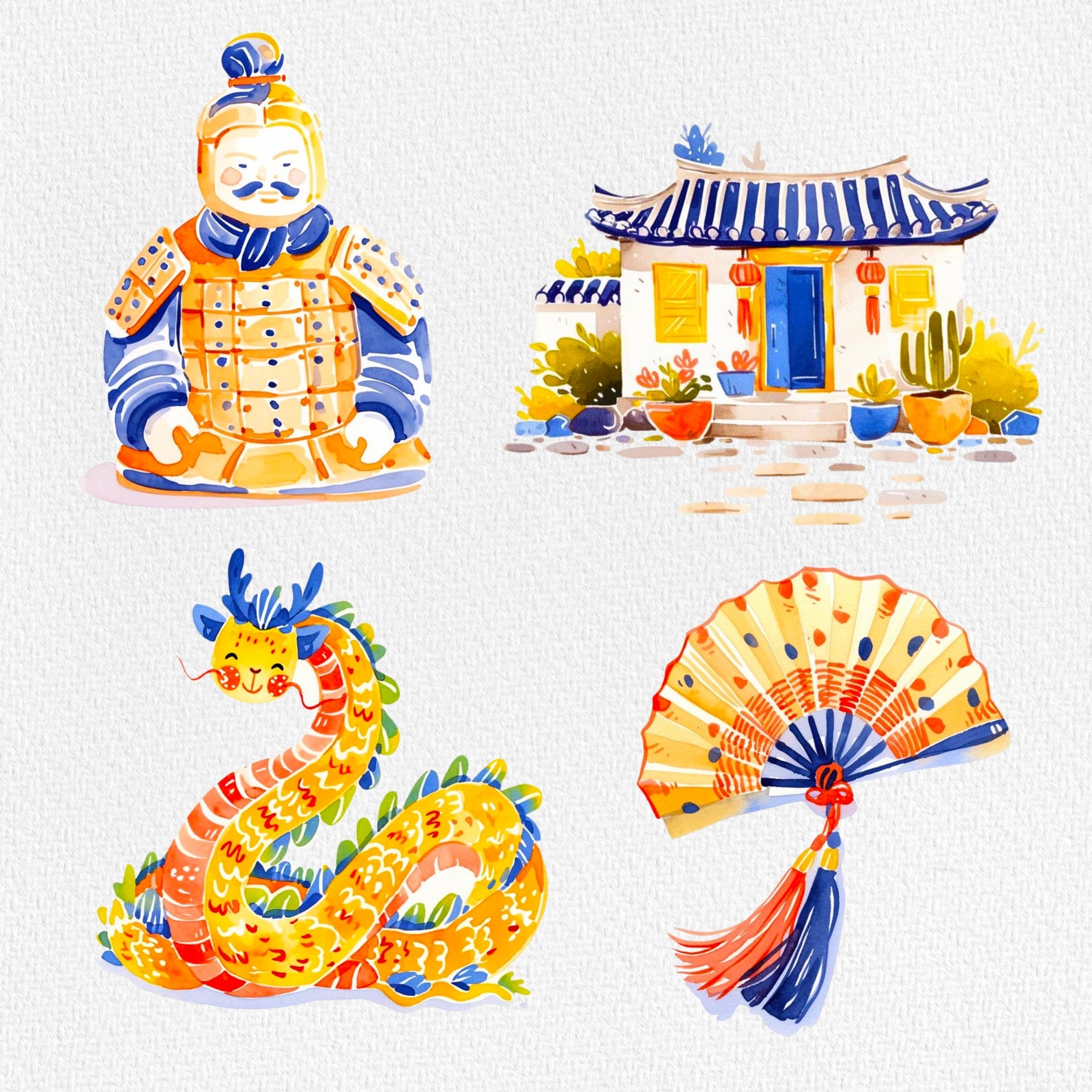 Watercolor China Clipart Bundle, China Clipart PNG, Chinese Clipart ...