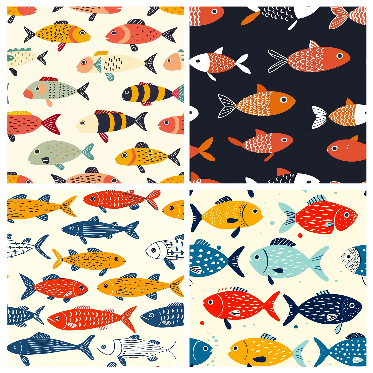 Cute Fish Seamless Patterns, Colorful Fish Design for Crafts - Cute ...