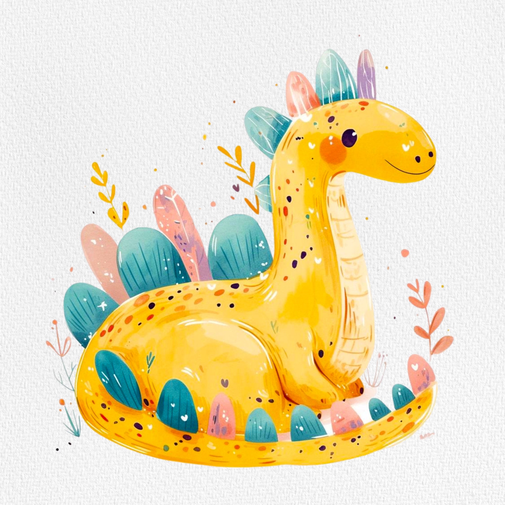 Dinosaurs Watercolor Clipart, Cute Dino Clip Art, Colorful Dinosaur PNG ...