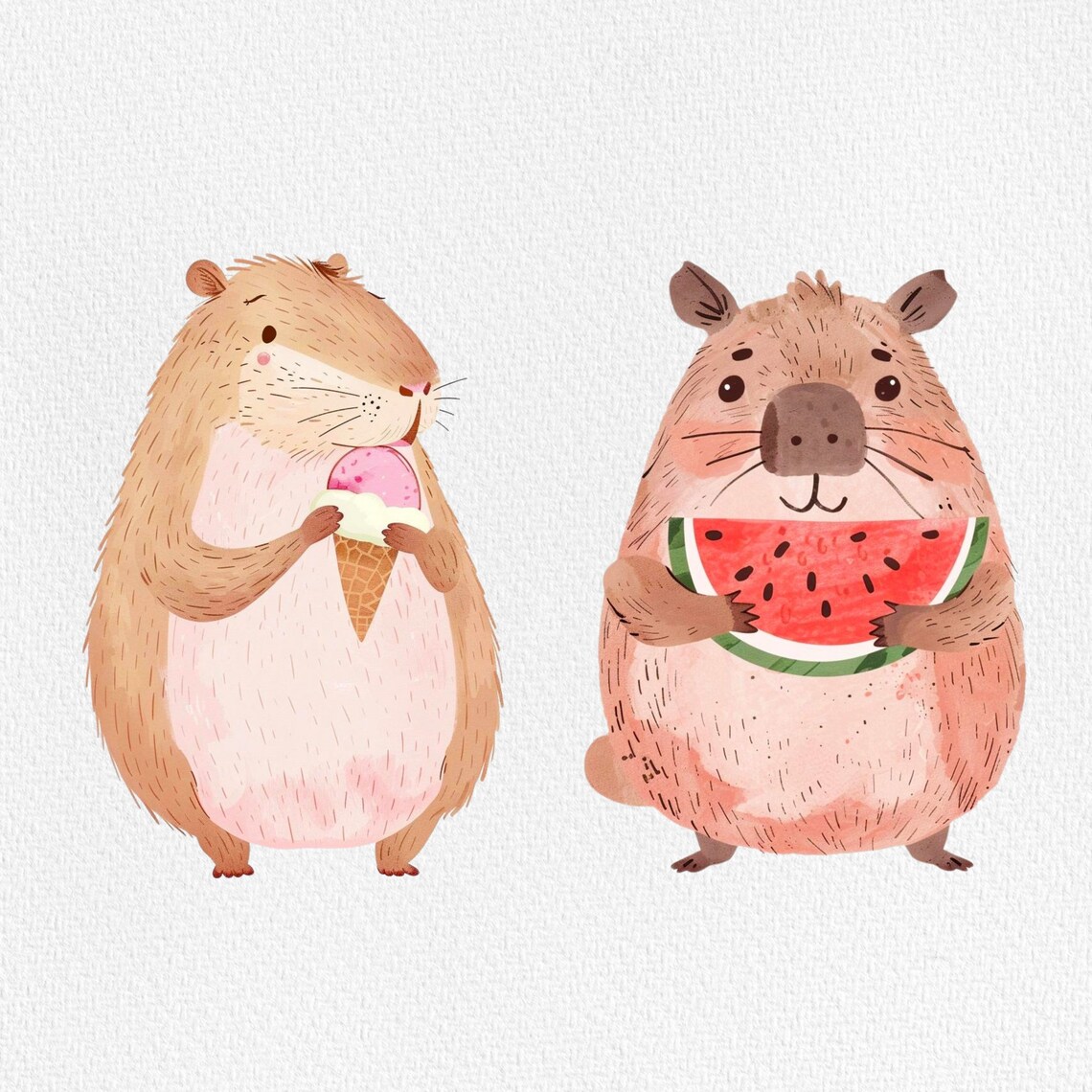 Watercolor Capybara Clipart, Cute Capybara PNG, Instant Download, Cute ...