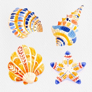 Watercolor Seashells Clipart - Nautical Watercolor Clip Art - Ocean ...