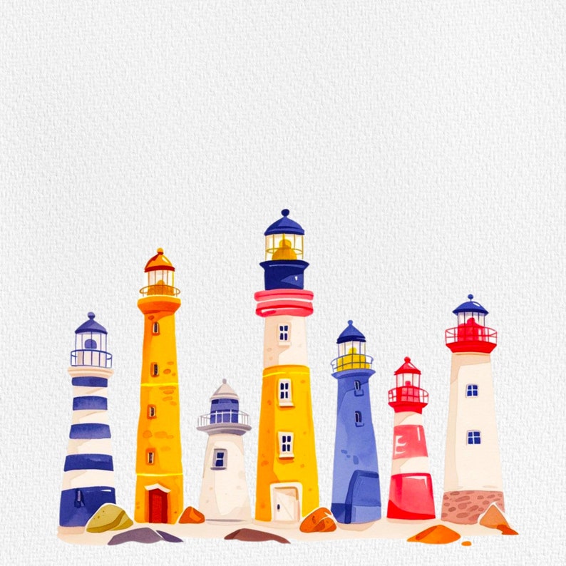 Watercolor Lighthouses Clipart PNG, Nautical Clipart, Landscape Clipart ...
