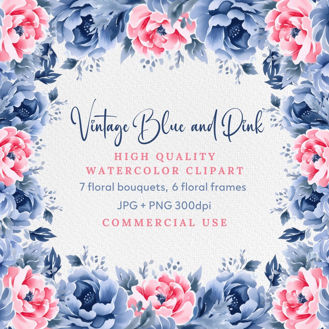 Watercolor Blue Flowers, Wreath PNG, Blue Flower Clipart, Botanical ...