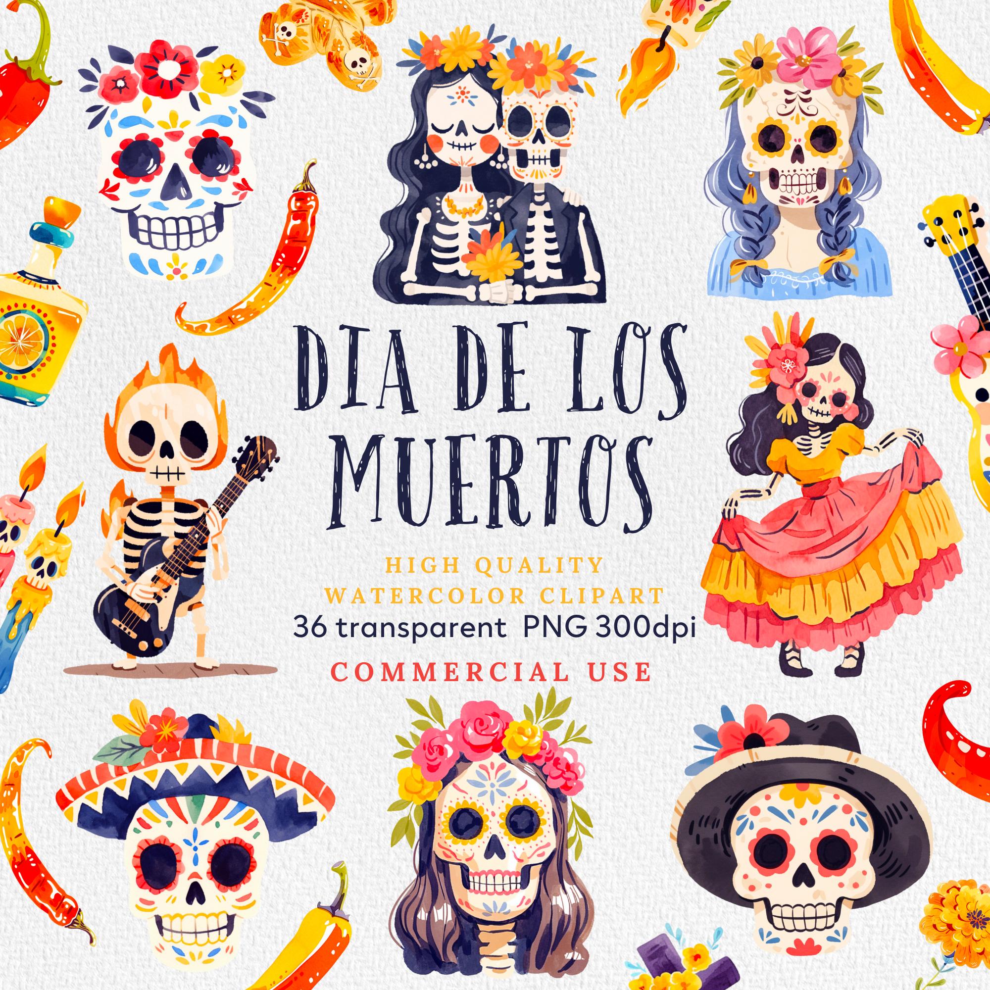 Dia De Los Muertos Clipart, Halloween Digital Bundle, Mexican Clip Art ...