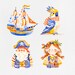 Watercolor Pirates Clipart, Pirate Ship, Treasure Chest, Pirate Party ...