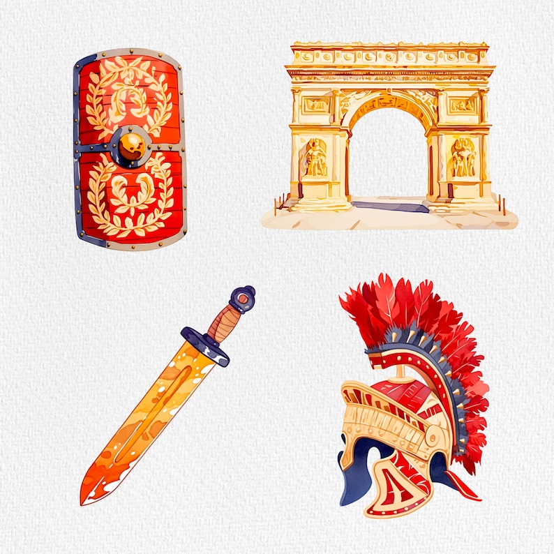 Ancient Rome Watercolor Clipart, Ancient Roman Empire Images ...