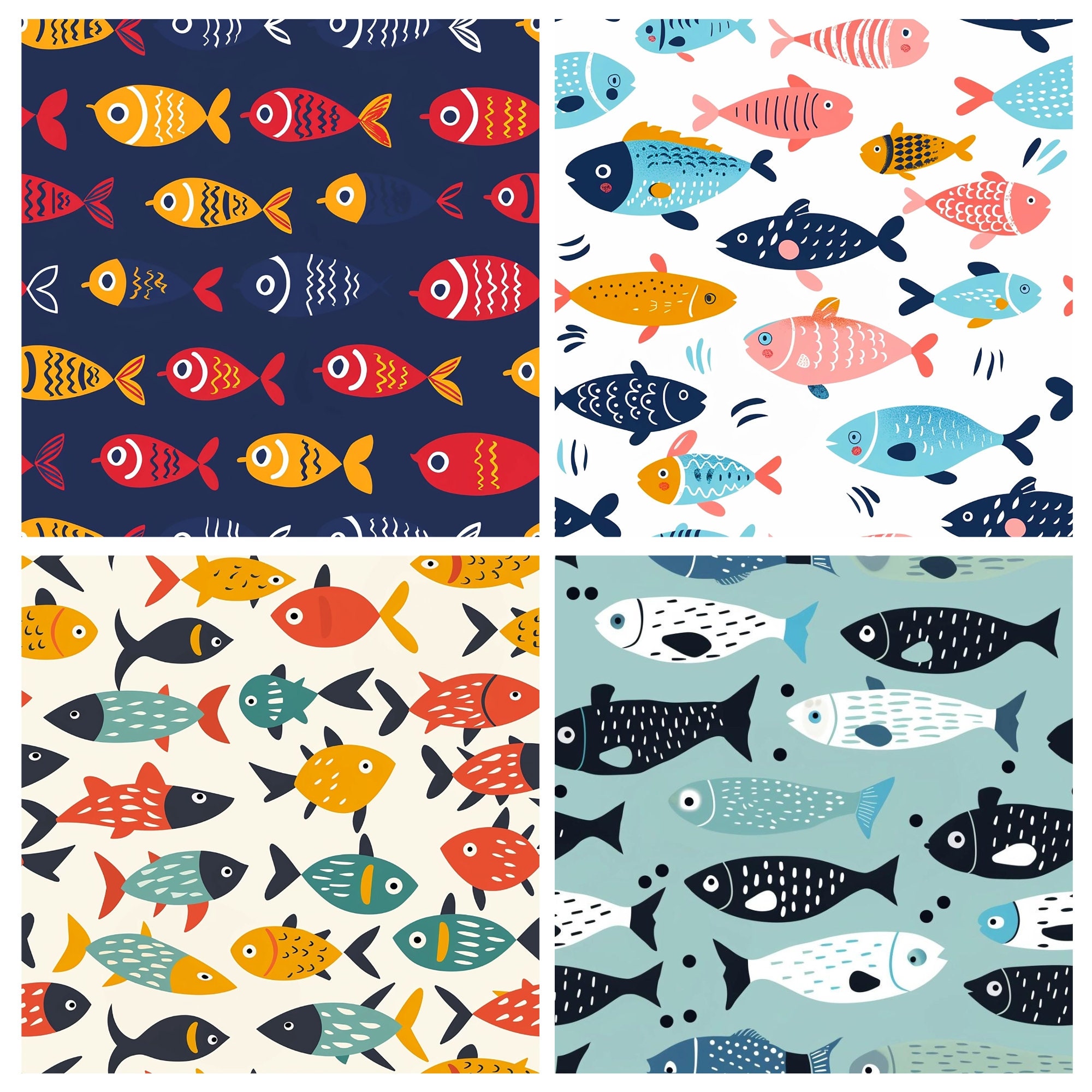 Cute Fish Seamless Patterns, Colorful Fish Design for Crafts - Cute ...