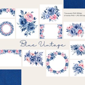 Watercolor Blue Flowers, Wreath PNG, Blue Flower Clipart, Botanical ...