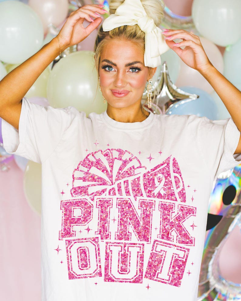 Pink Out Cheer SVG PNG: Breast Cancer Awareness, Support Squad (digital ...