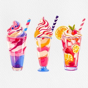 Watercolor Ice Cream Clipart Collection, Instant Download Sweet Treat ...