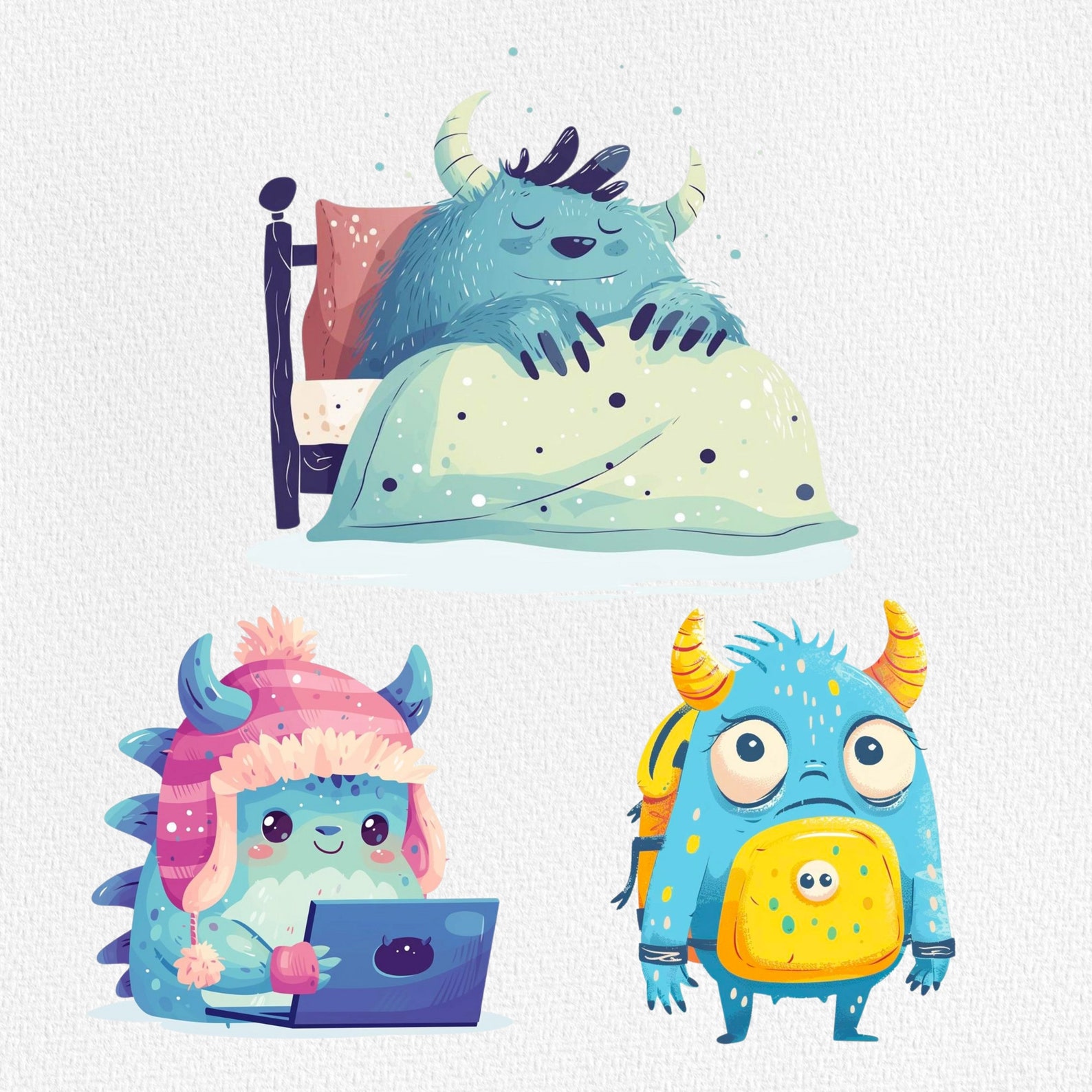 Watercolor Monsters Clipart, Instant Download, Critters, Monster ...