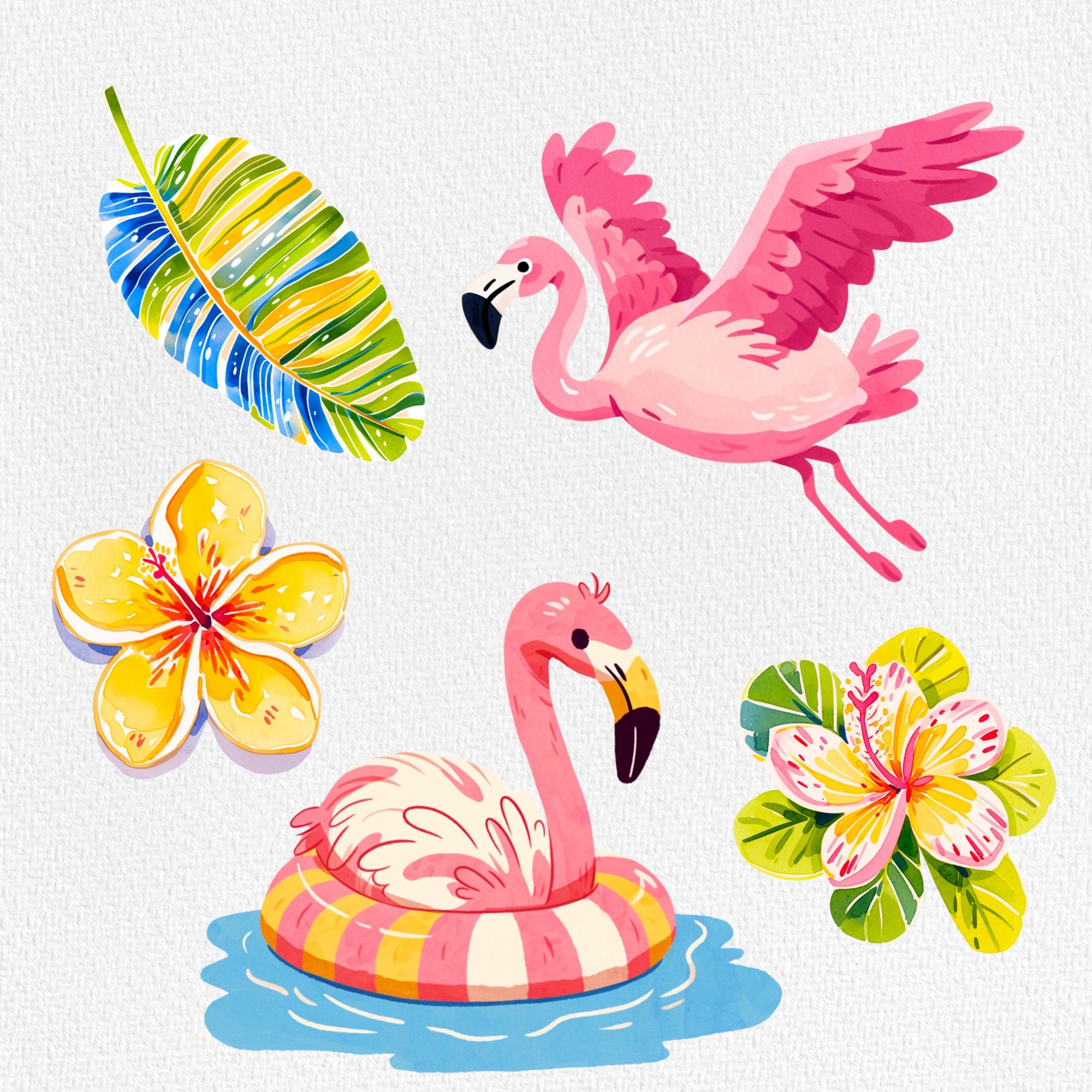 Flamingo Clipart, Watercolor Cute Flamingo Clipart, Beach Flamingo ...