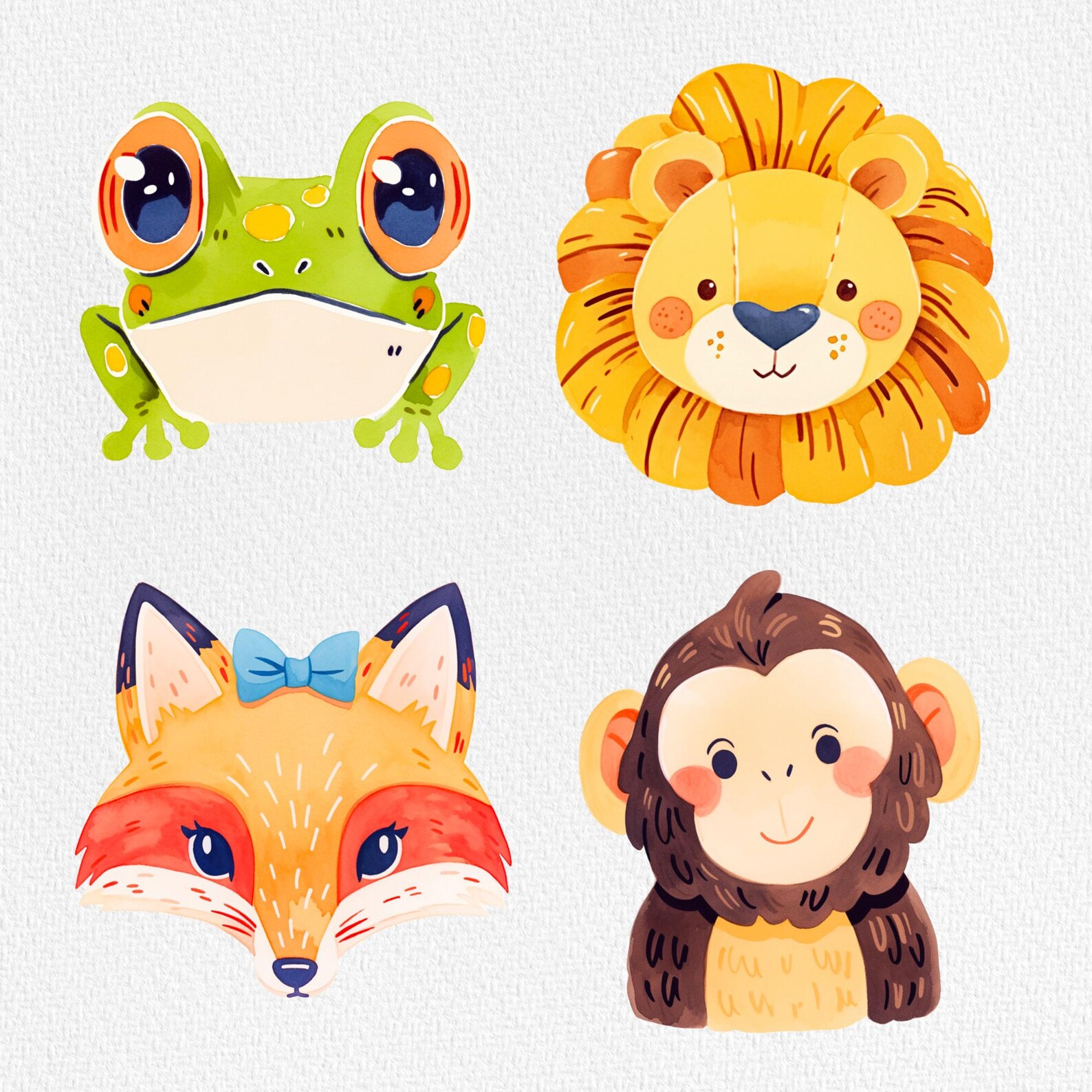 Animal Faces Clipart, Safari Animals, Cute Animal Faces, Cats, Dogs ...