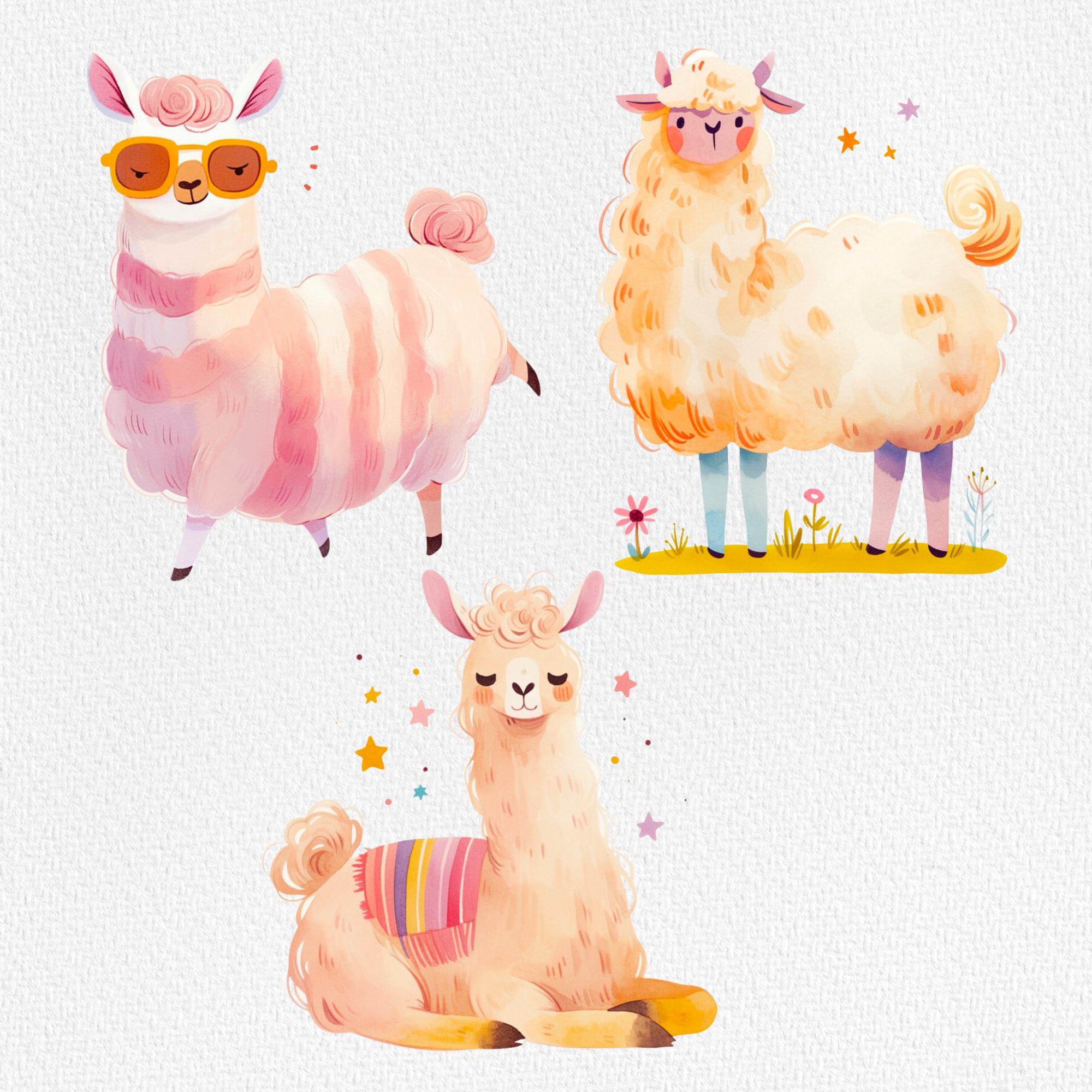 Colorful Llama Clipart Bundle: Fiesta Birthday PNG (digital Download ...
