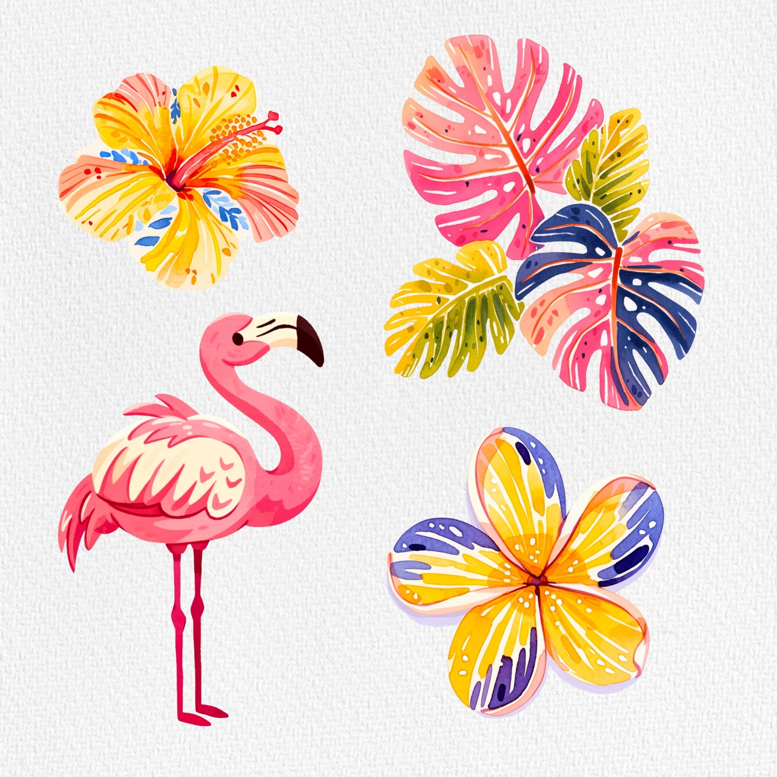 Flamingo Clipart, Watercolor Cute Flamingo Clipart, Beach Flamingo ...