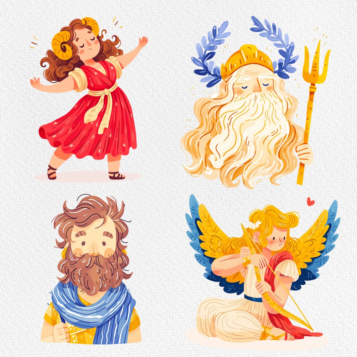 Greek Gods and Mythical Creatures Watercolor Clipart Collection, Greek ...