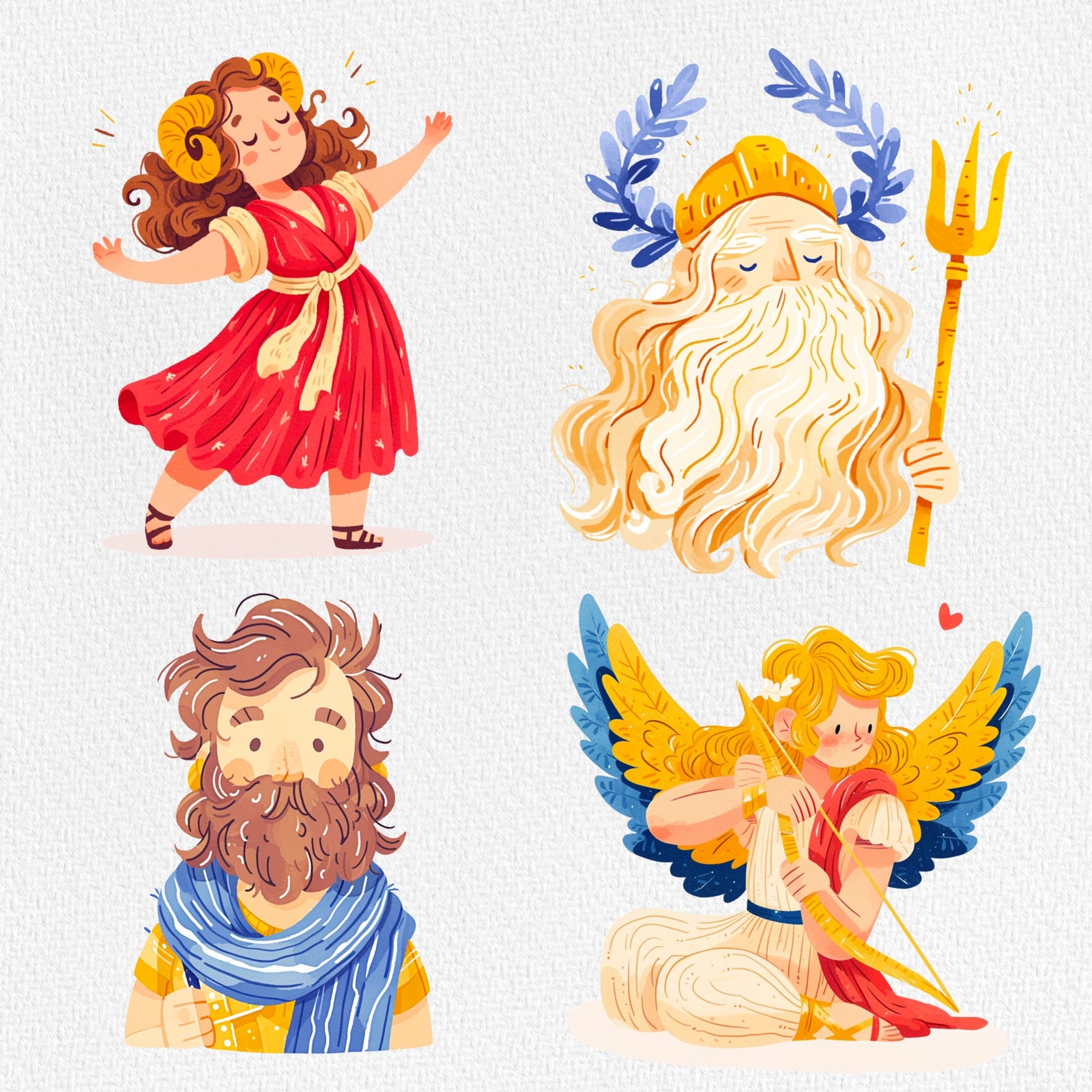 Greek Gods and Mythical Creatures Watercolor Clipart Collection, Greek ...