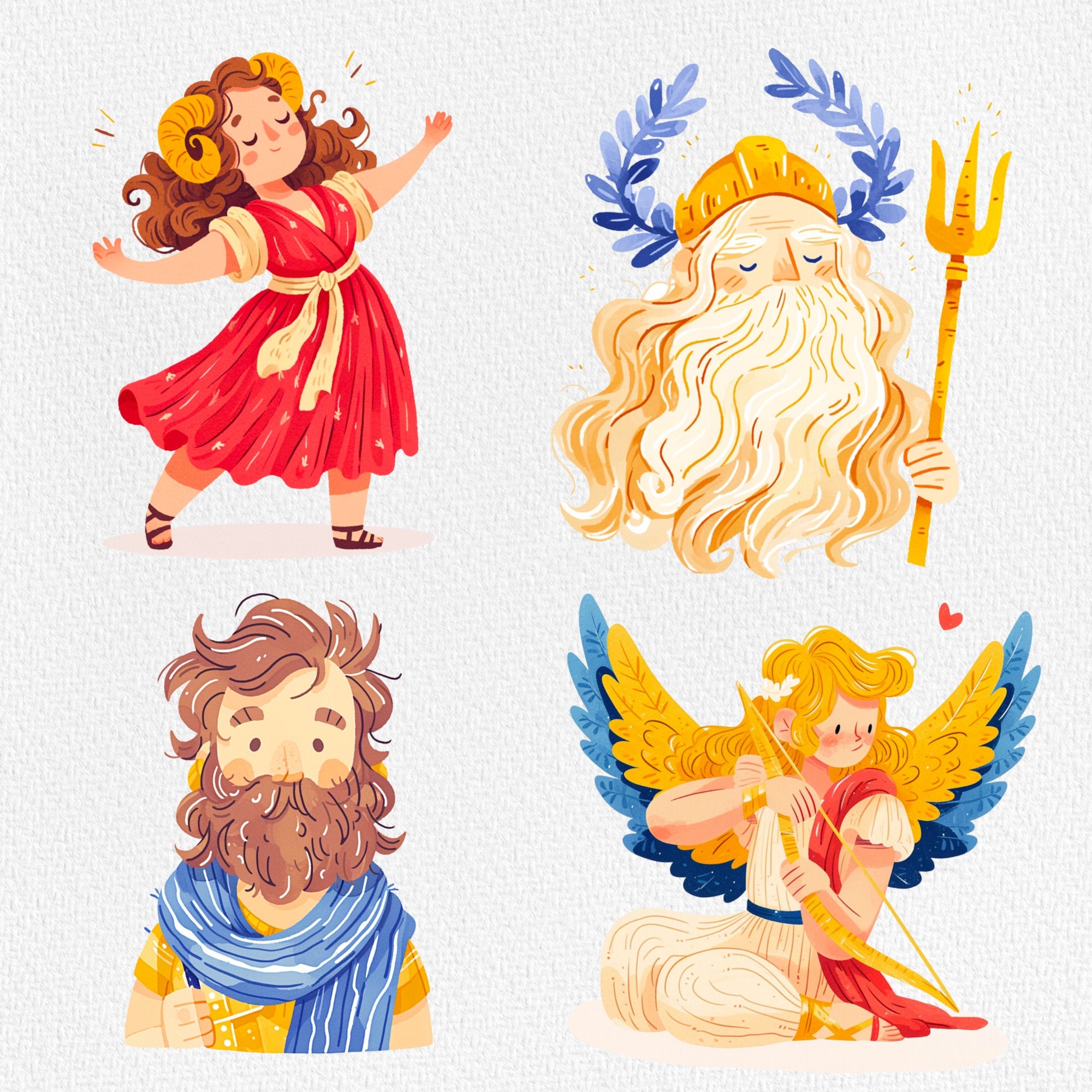 Greek Gods and Mythical Creatures Watercolor Clipart Collection, Greek ...