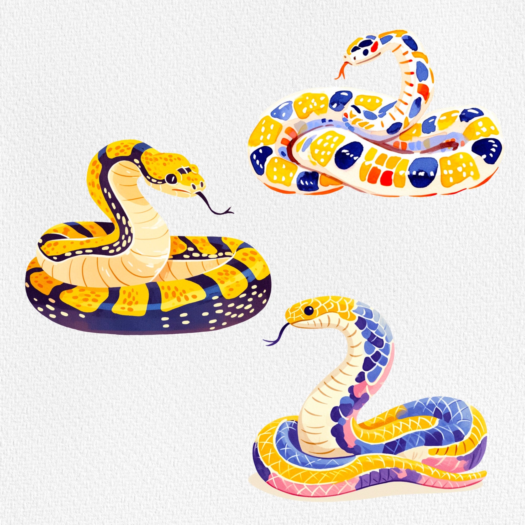Watercolor Reptiles Clipart: Lizard, Snake, Turtle (instant Download ...