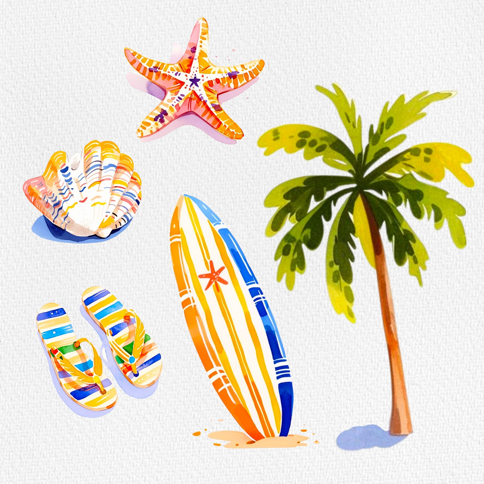 Watercolor Summer Vacation Clipart: Travel Graphics (PNG) - Etsy