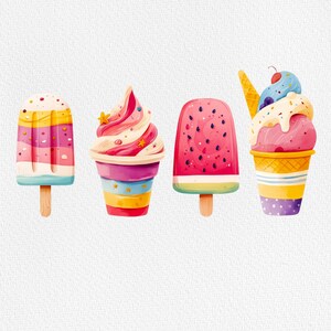 Watercolor Ice Cream PNG, Ice Cream Clipart, Sweet Treat Graphics, Cone ...