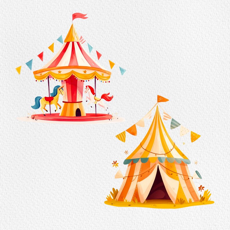 Watercolor Circus Clipart, Circus Printable , Circus PNG, Carnival Clip ...