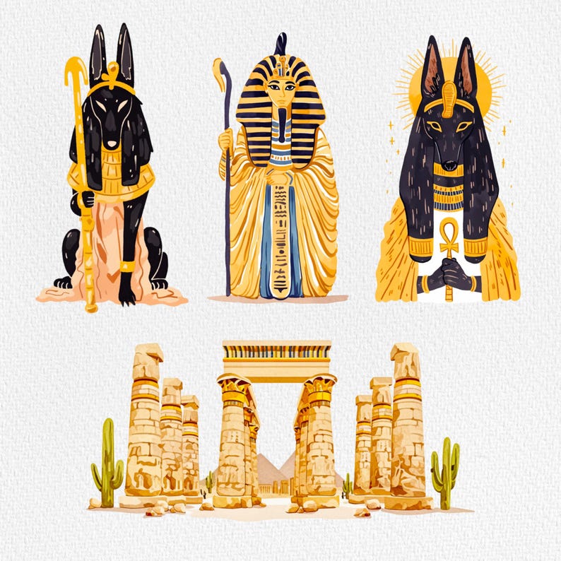 Ancient Egypt Clipart: Pharaohs, Pyramids, Travel Graphics (PNG ...