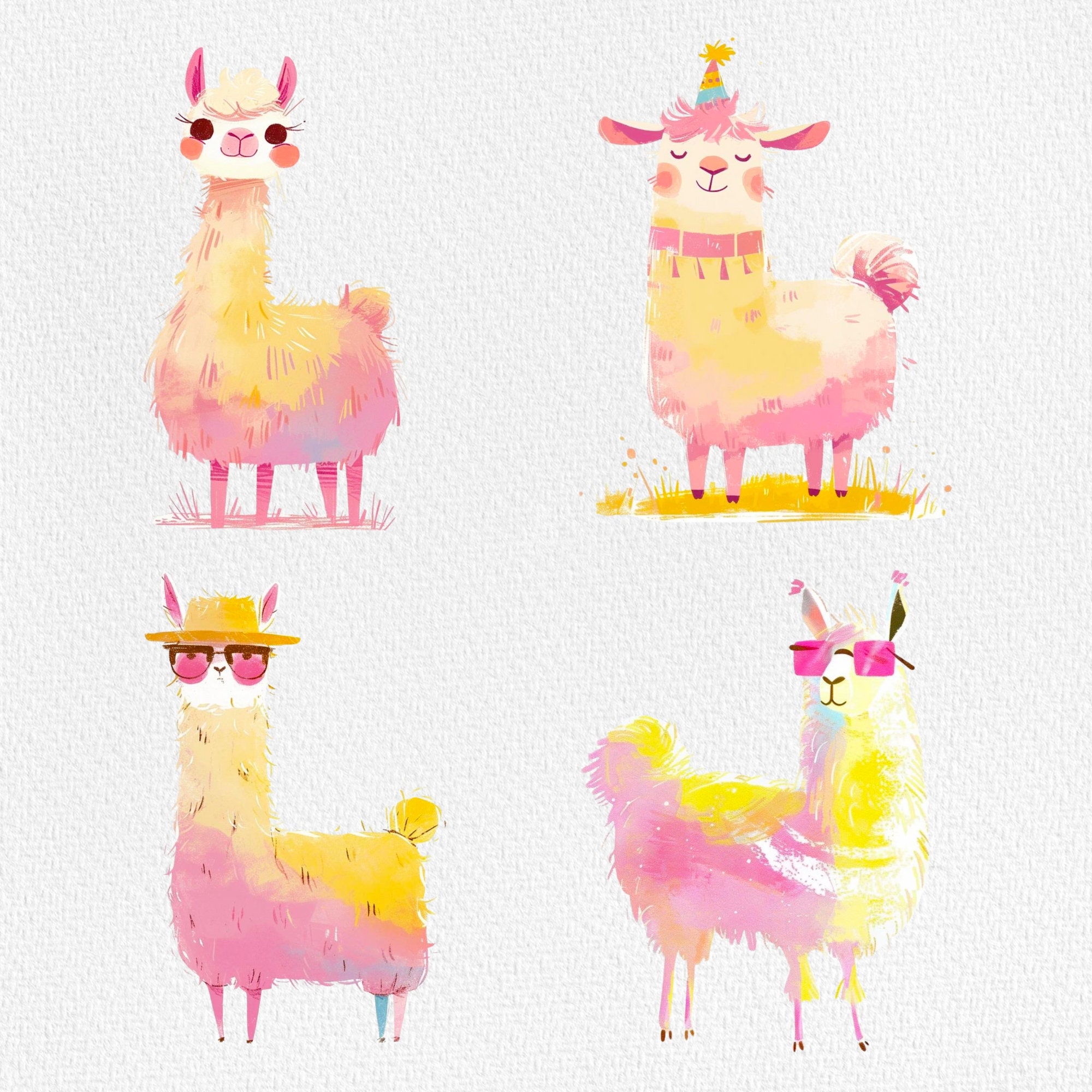 Llama Clipart, Llama Clipart Bundle, Cute Alpaca Clipart, Llama Summer ...