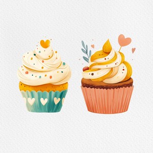 Watercolor Cupcakes Clipart: Boho Dessert PNG Bundle (digital Download ...