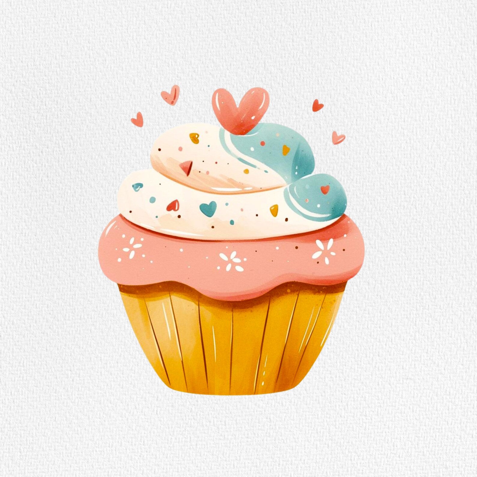 Watercolor Cupcakes Clipart: Boho Dessert PNG Bundle (digital Download ...