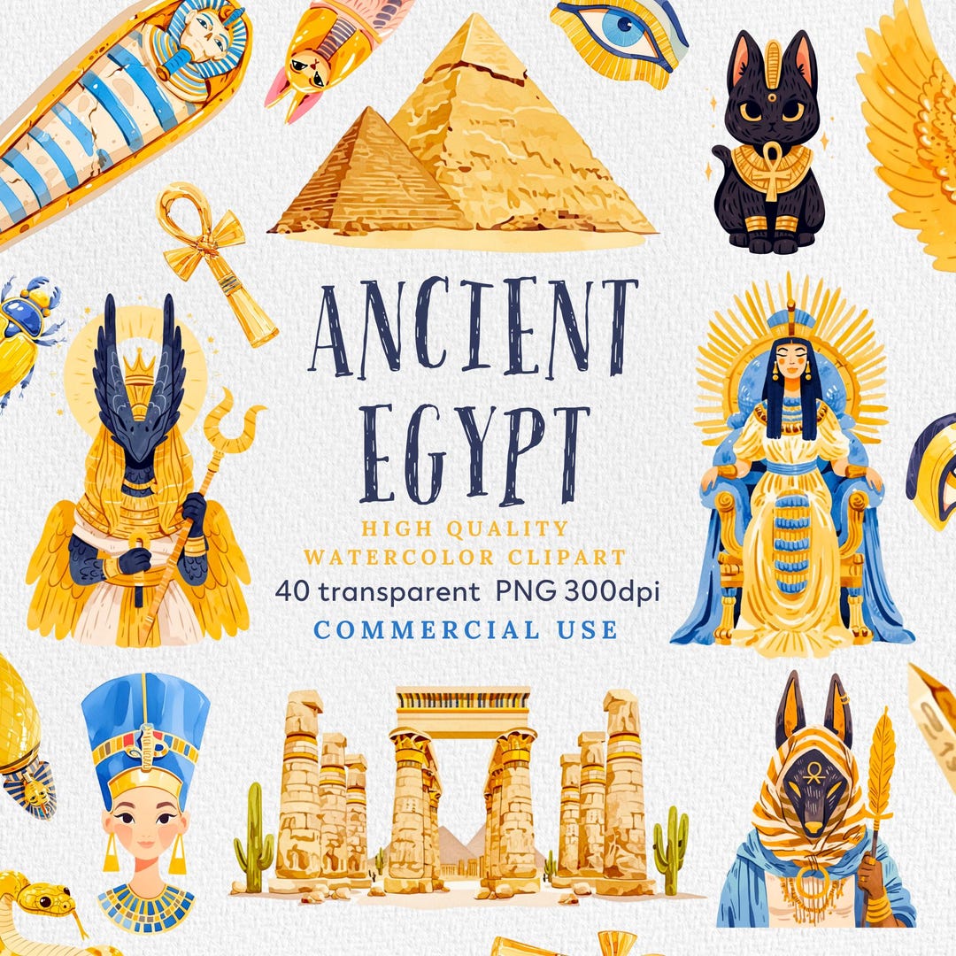 Ancient Egypt Clipart: Pharaohs, Pyramids, Travel Graphics (PNG ...