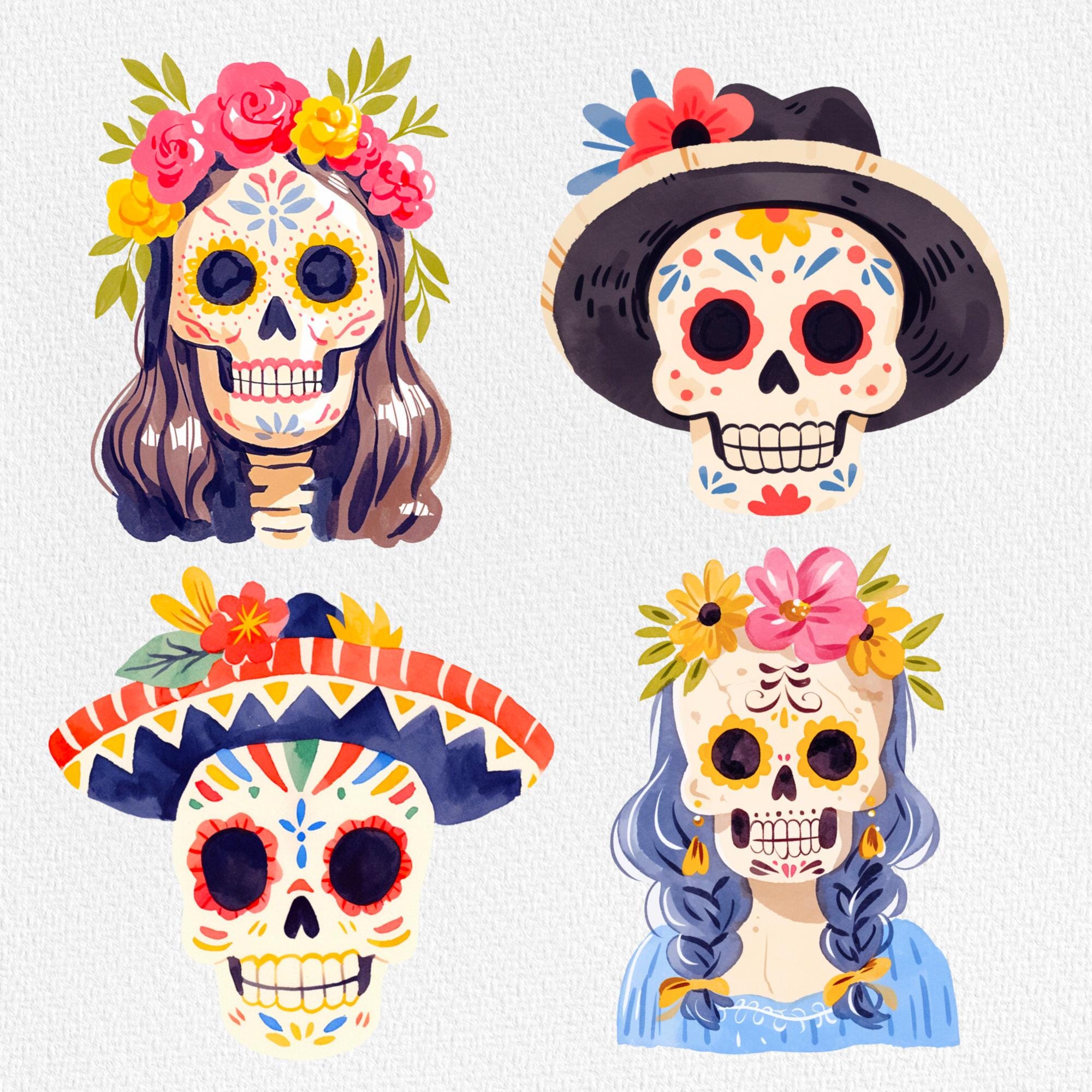 Dia De Los Muertos Clipart, Halloween Digital Bundle, Mexican Clip Art ...