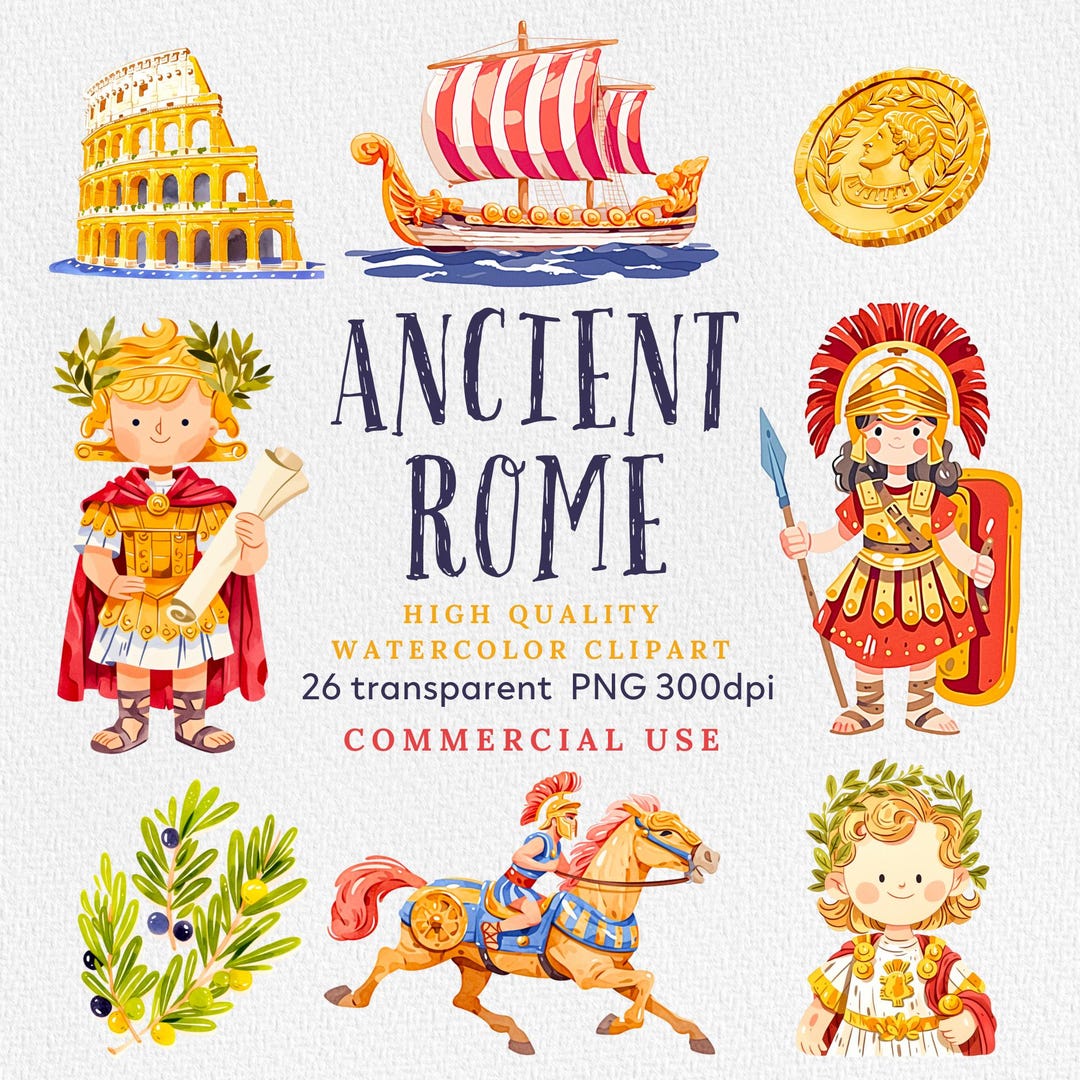 Ancient Rome Watercolor Clipart, Ancient Roman Empire Images ...