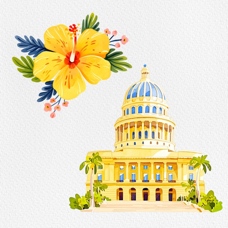 Watercolor Havana Cuba Clipart: Tropical PNG Bundle (commercial Use) - Etsy