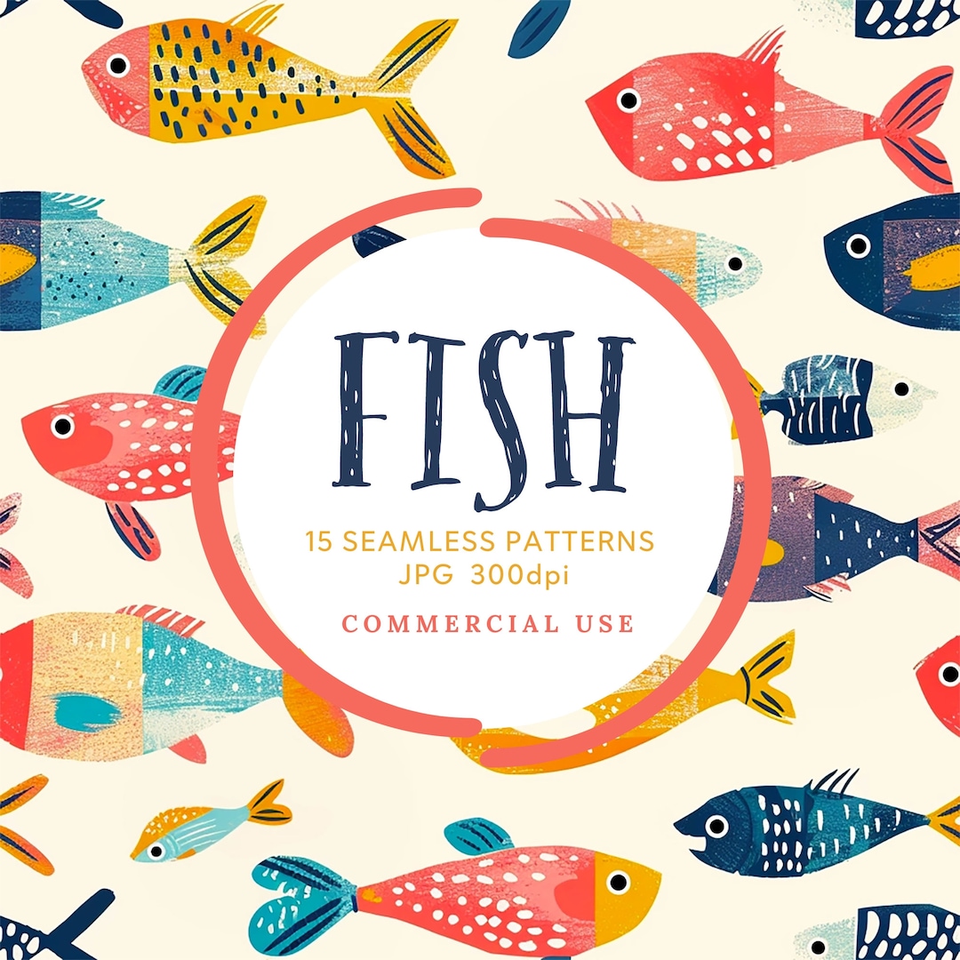 Cute Fish Seamless Patterns, Colorful Fish Design for Crafts - Cute ...