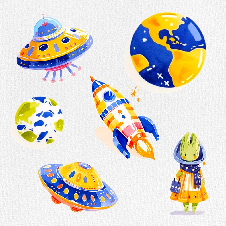 Watercolor Space Clipart Bundle, Astronaut Nursery Clipart, Astronaut ...