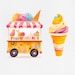 Watercolor Ice Cream PNG, Ice Cream Clipart, Sweet Treat Graphics, Cone ...