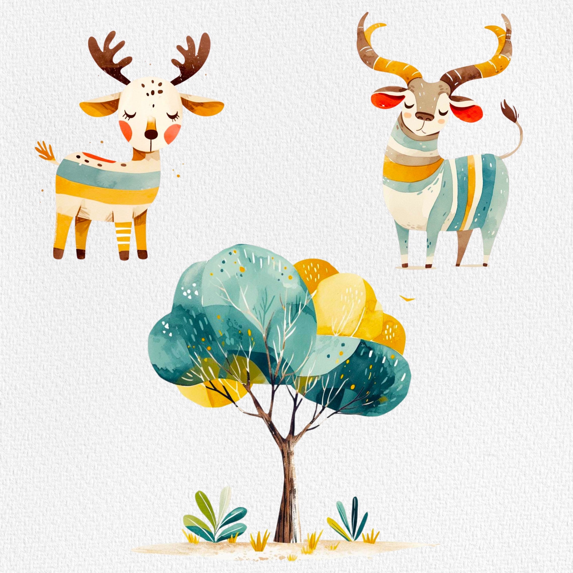 Watercolor Safari Animals Clipart, Cute Baby Safari Animals Clipart PNG ...