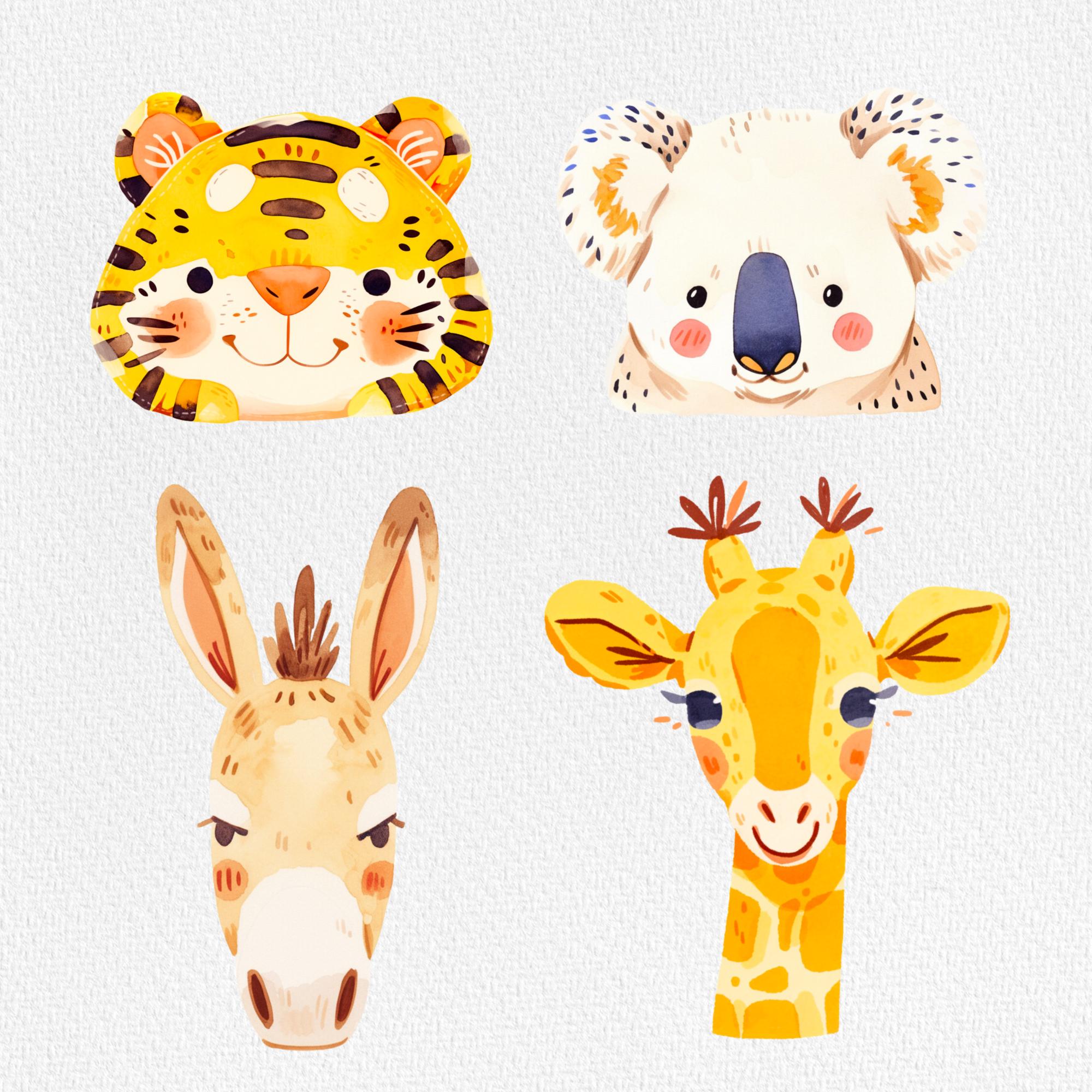 Animal Faces Clipart, Safari Animals, Cute Animal Faces, Cats, Dogs ...