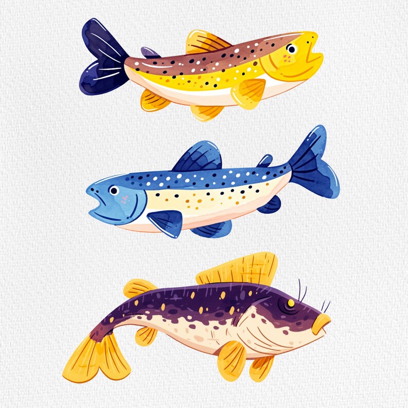 Watercolor Fish Species Clipart, Fish Clipart, Fish Lovers, Colorful ...
