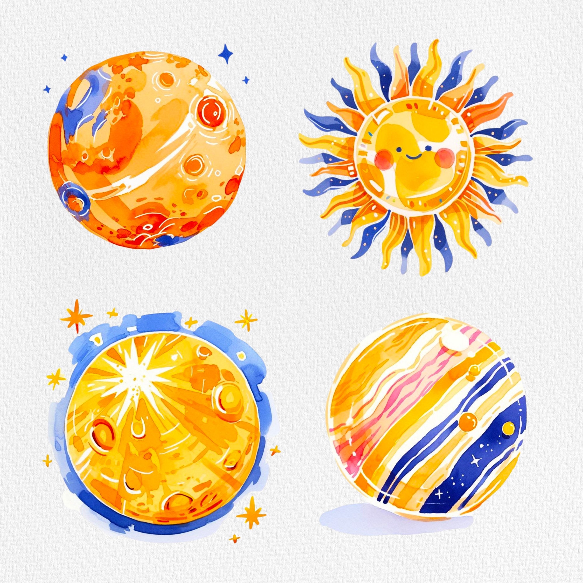 Watercolor Space Clipart Bundle, Astronaut Nursery Clipart, Astronaut ...