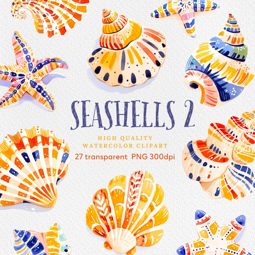 Watercolor Seashells Clipart Nautical Watercolor Clip Art Ocean Shells ...
