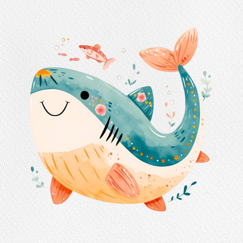Colorful Fish Clipart, Cute Fish Clipart, Ocean Life Clipart, Sea ...