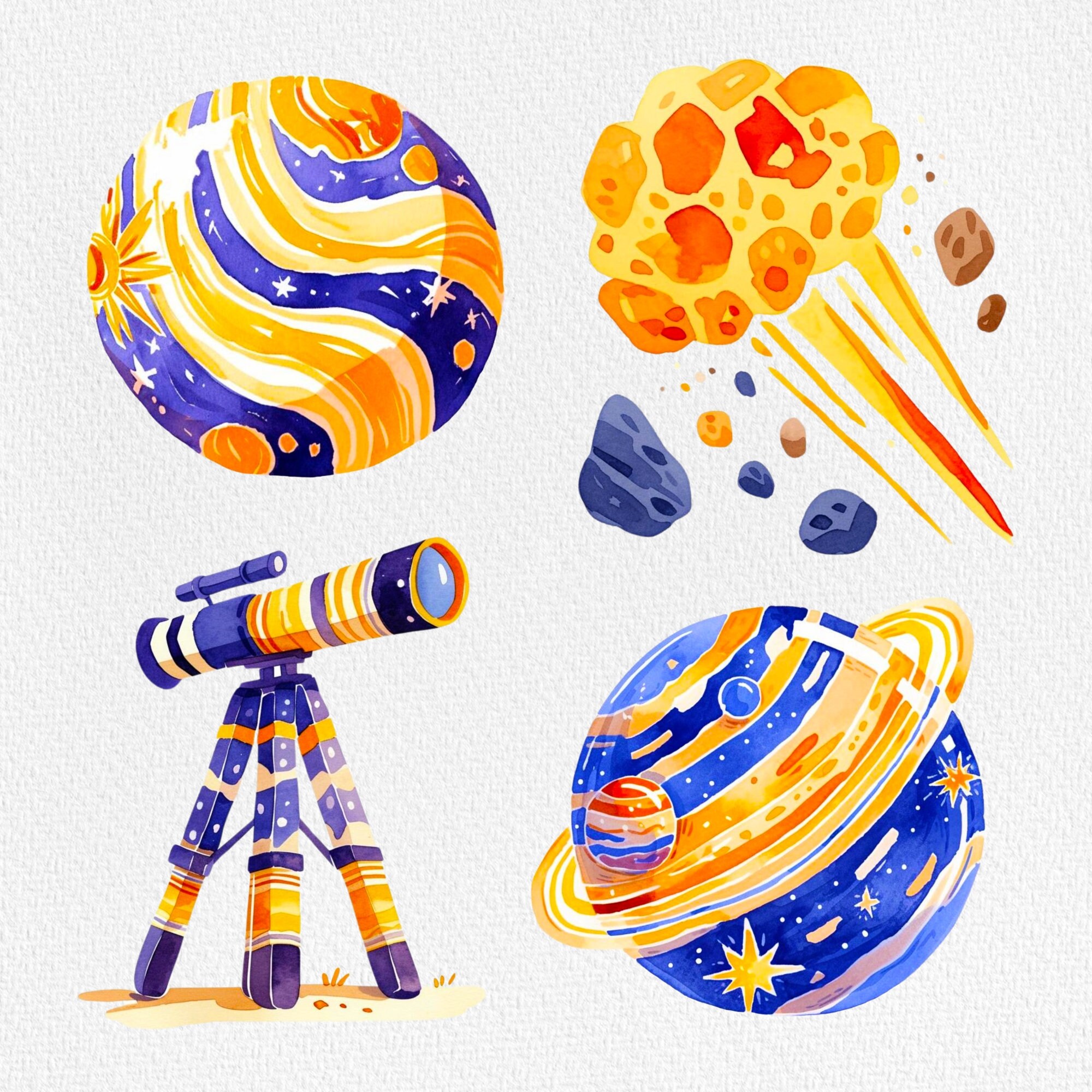 Watercolor Space Clipart Bundle, Astronaut Nursery Clipart, Astronaut ...