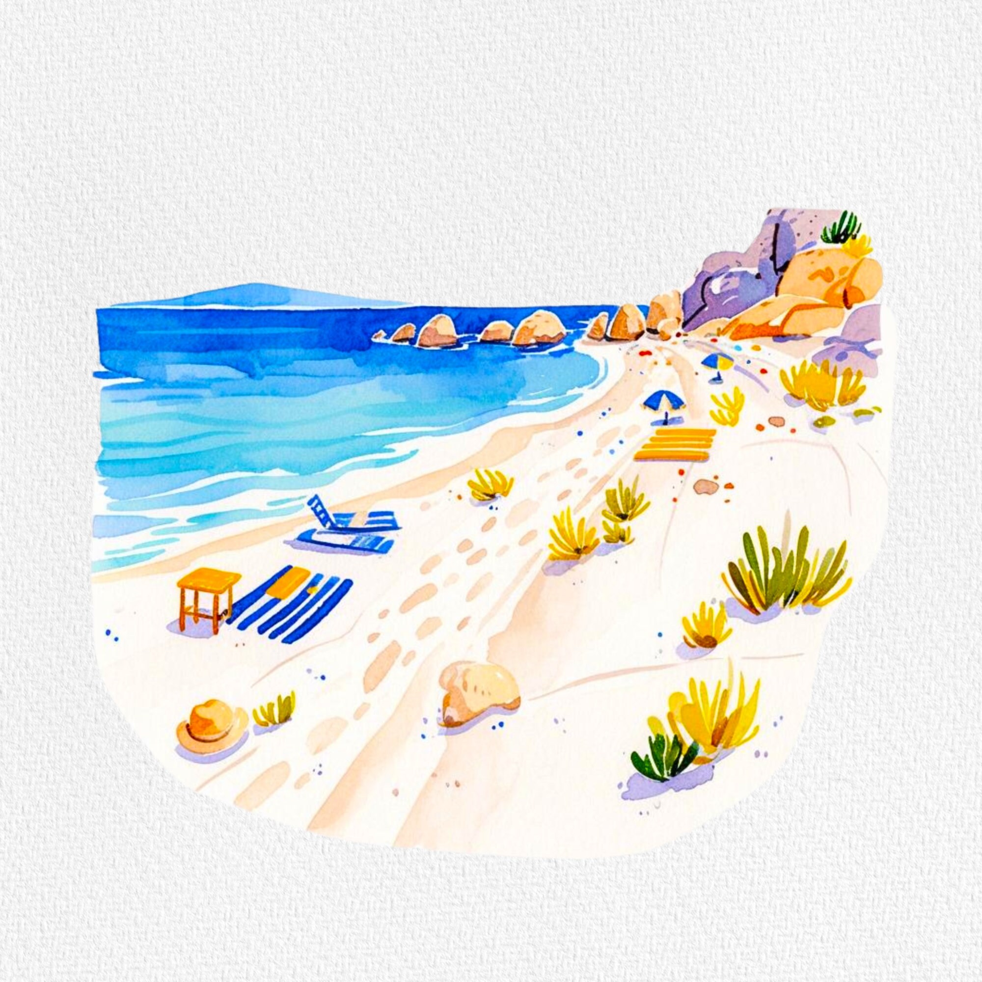 Watercolor Beach Clipart Summer Clipart Instant Download Tropical Beach ...