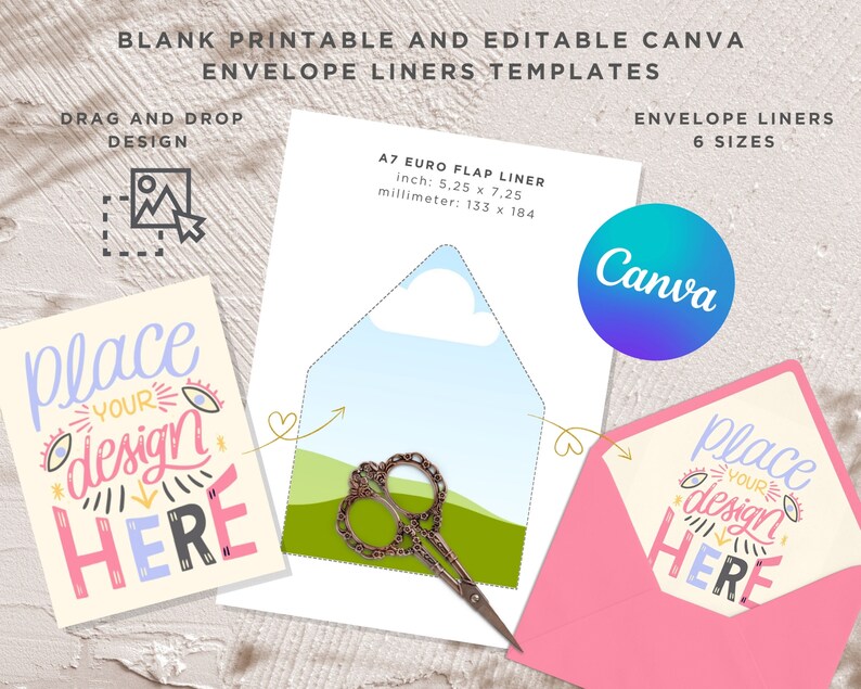 Envelope Liner Editable Canva Templates, Drag and Drop Printable ...