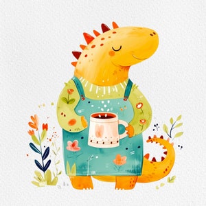 Dinosaurs Watercolor Clipart, Cute Dino Clip Art, Colorful Dinosaur PNG ...