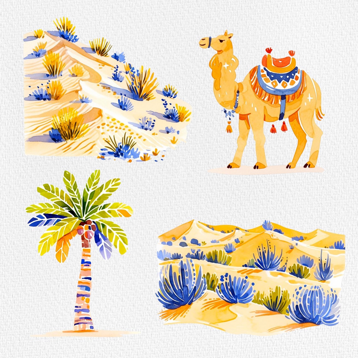 Arabian Emirates Watercolor Clipart Set, Dubai Landmarks Mega Pack ...