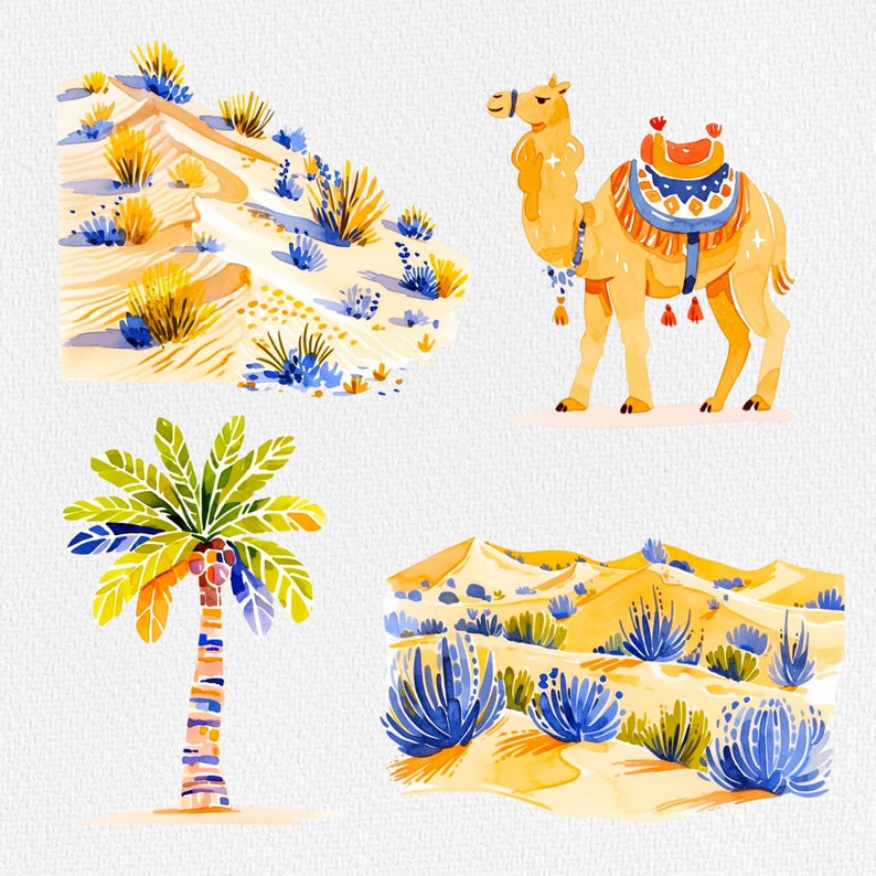 Arabian Emirates Watercolor Clipart Set, Dubai Landmarks Mega Pack ...